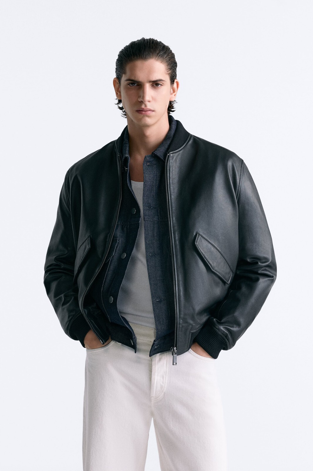 New Zara Lambskin Leather Bomber Jacket 2521/689 S M biker New Zara Lambskin Leather Bomber Jacket 2521/689 S M biker
