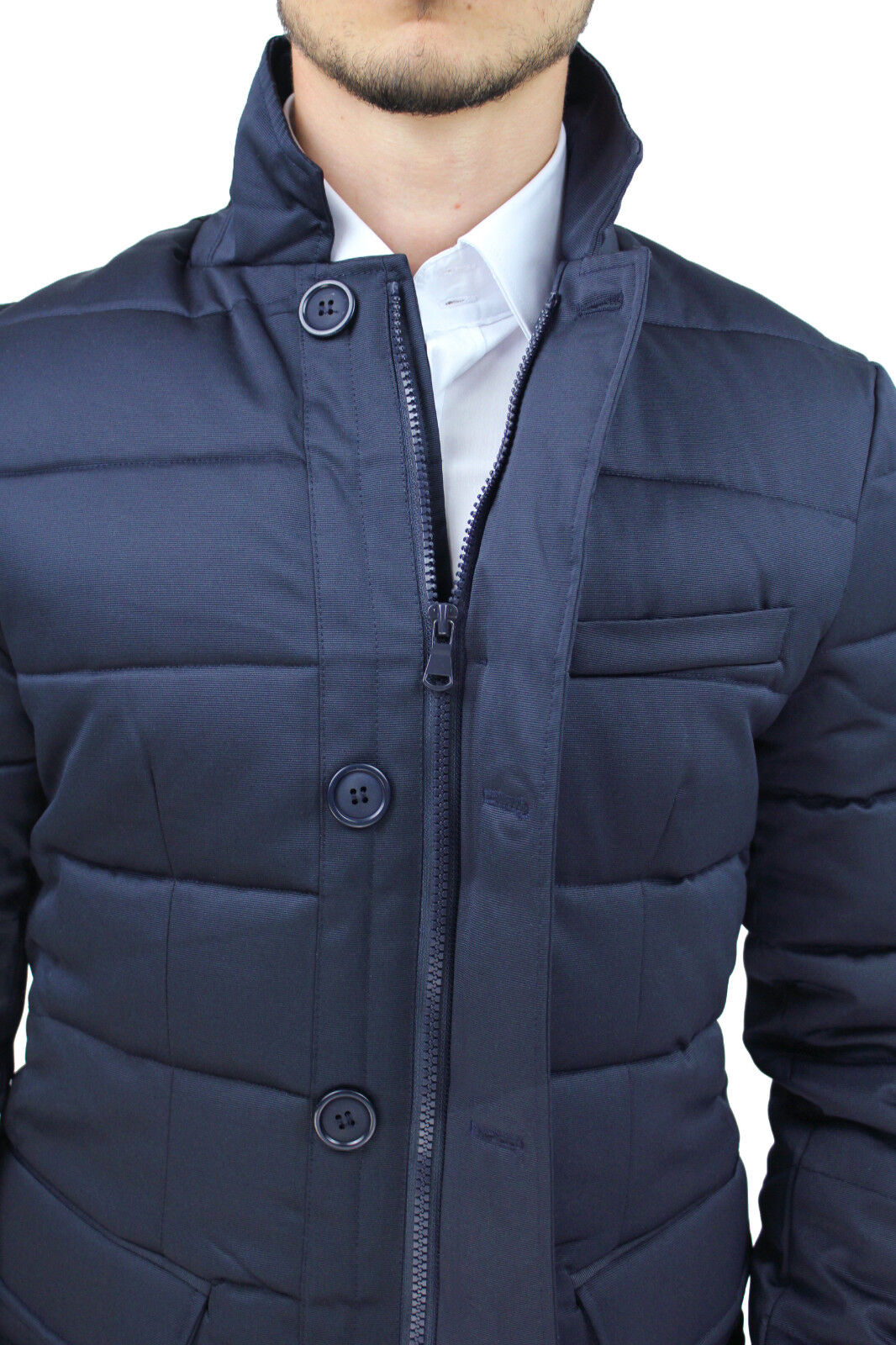 PIUMINO GIUBBOTTO UOMO SARTORIALE BLU SCURO SLIM FIT GIUBBINO GIACCONE ... PIUMINO GIUBBOTTO UOMO SARTORIALE BLU SCURO SLIM FIT GIUBBINO GIACCONE ...