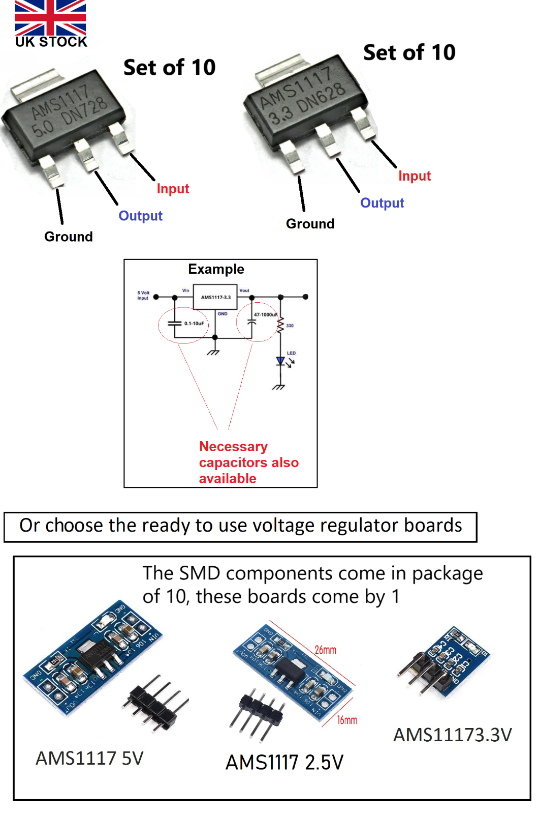 1pcs/10pcs of AMS1117 surface mounted(SMD) voltage regulator 1pcs/10pcs of AMS1117 surface mounted(SMD) voltage regulator