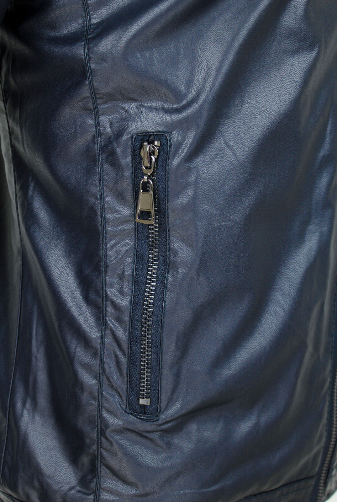 GIUBBOTTO GIACCA UOMO ECOPELLE BLU SCURO CASUAL GIUBBINO BOMBER MOTO GIUBBOTTO GIACCA UOMO ECOPELLE BLU SCURO CASUAL GIUBBINO BOMBER MOTO