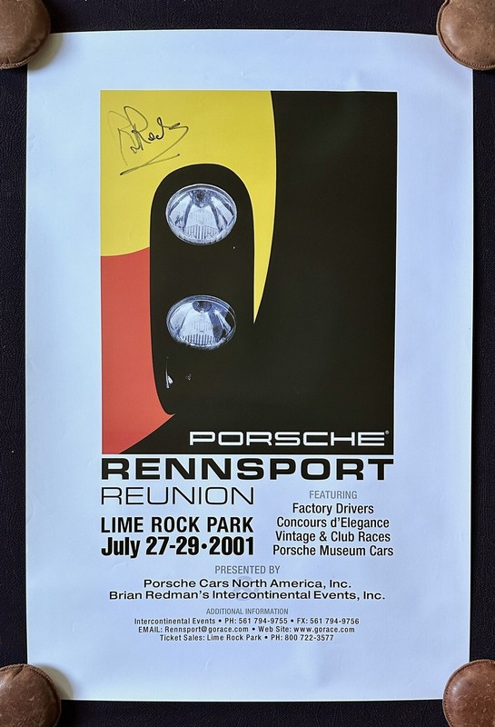 PORSCHE Rennsport Reunion I 2001 Poster SIGNED Brian Redman 910 906/10の ...