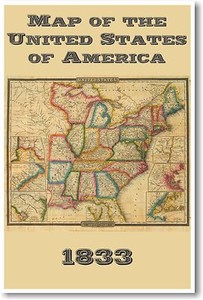 Map-of-the-United-States-1833-NEW-Vintage-Reprint-POSTER