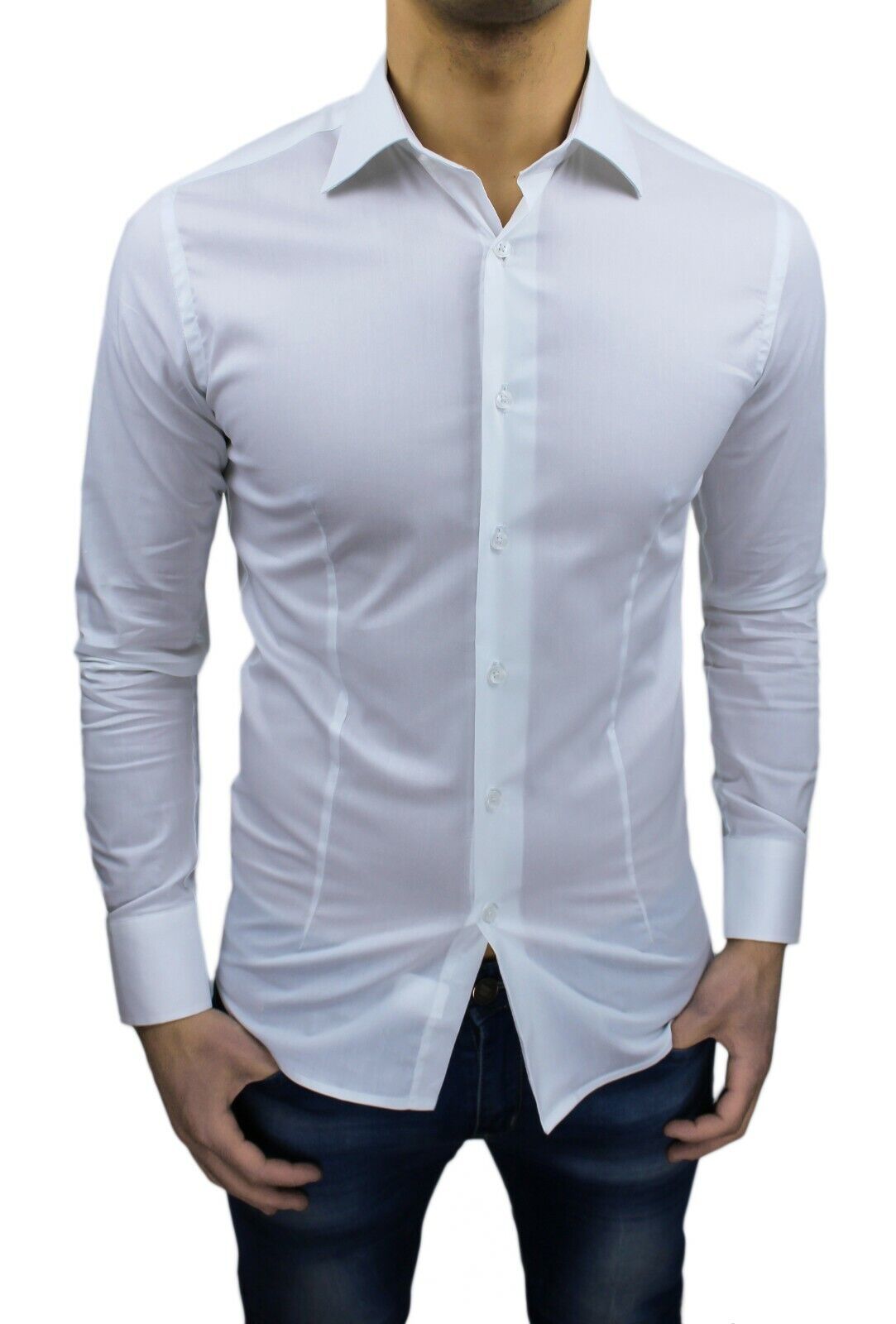 Camicia uomo Sartoriale slim fit aderente casual elegante in cotone Camicia uomo Sartoriale slim fit aderente casual elegante in cotone