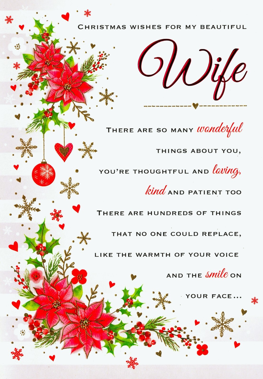 To My Beautiful Wife Christmas Xmas Card. Large Card 9 x 6 Loving Verse eBay