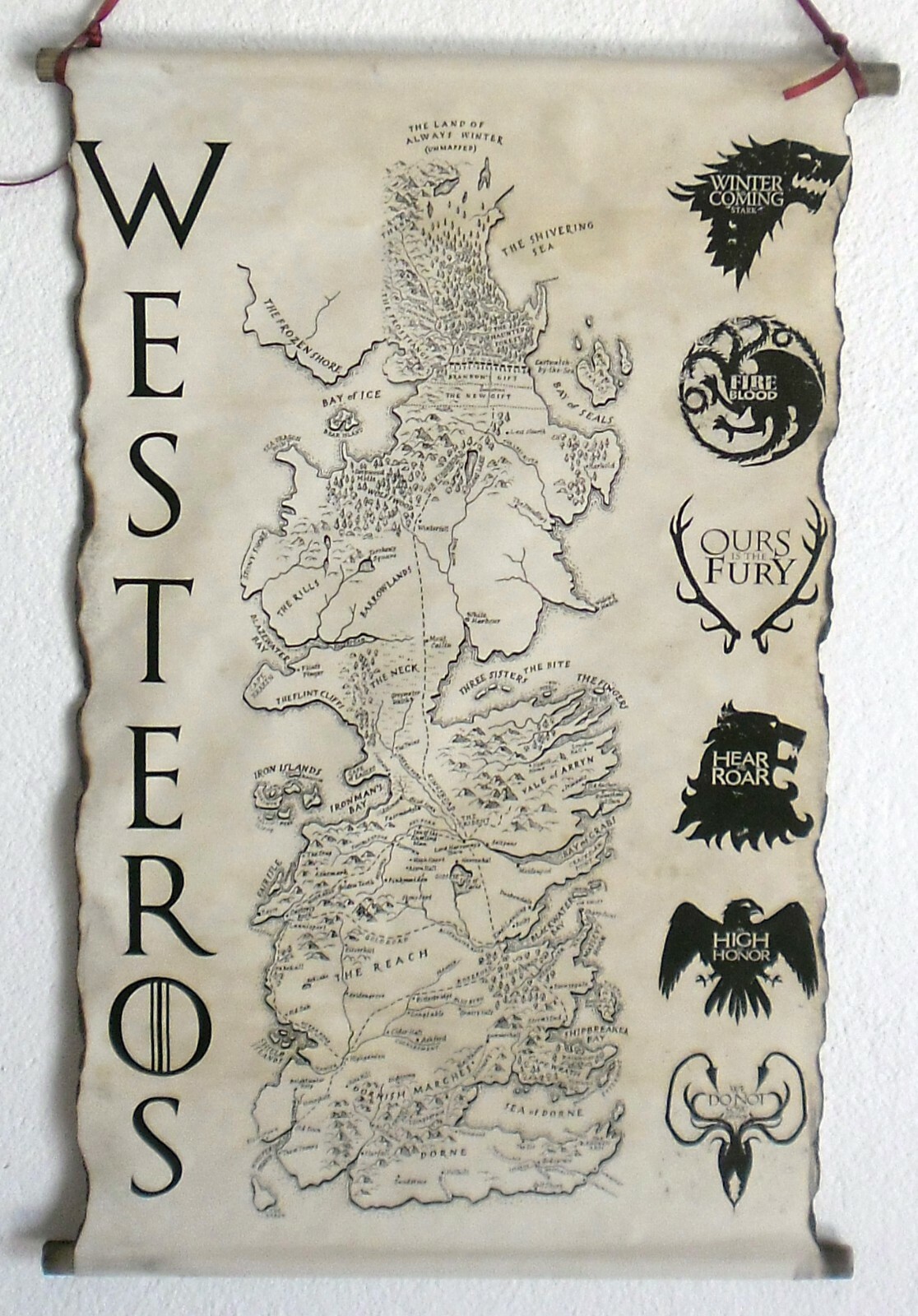 Mapa De Westeros Com Casas Westeros Banner Etsy.de