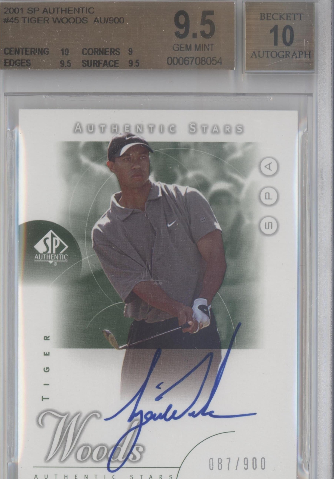 2001 SP Authentic - Authentic Stars #45 Tiger Woods /900 (AU, RC) for ...