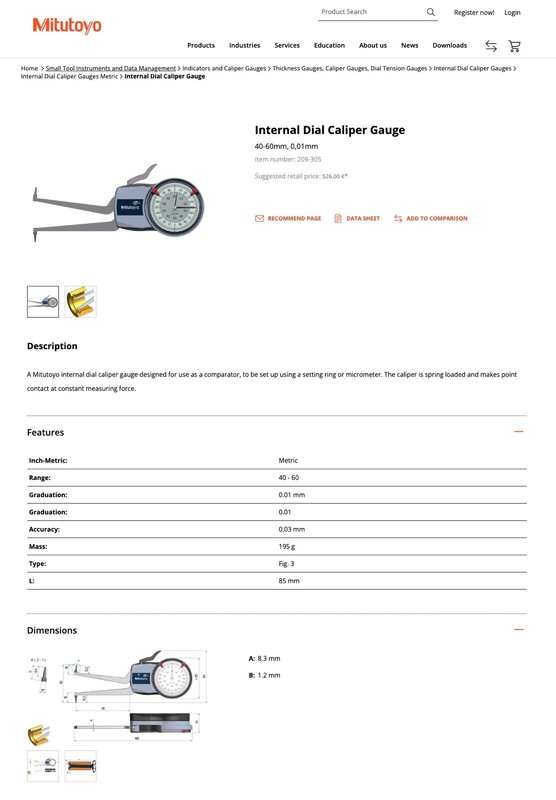 Mitutoyo Internal Groove Dial Caliper Comparator Gauge Gage 40-60mm ...