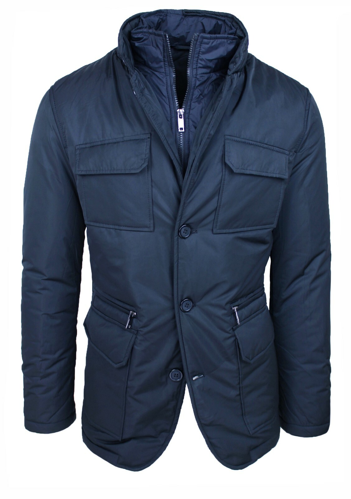 Elegante giubbotto piumino uomo Sartoriale Nero Blu invernale con gilet ... Elegante giubbotto piumino uomo Sartoriale Nero Blu invernale con gilet ...