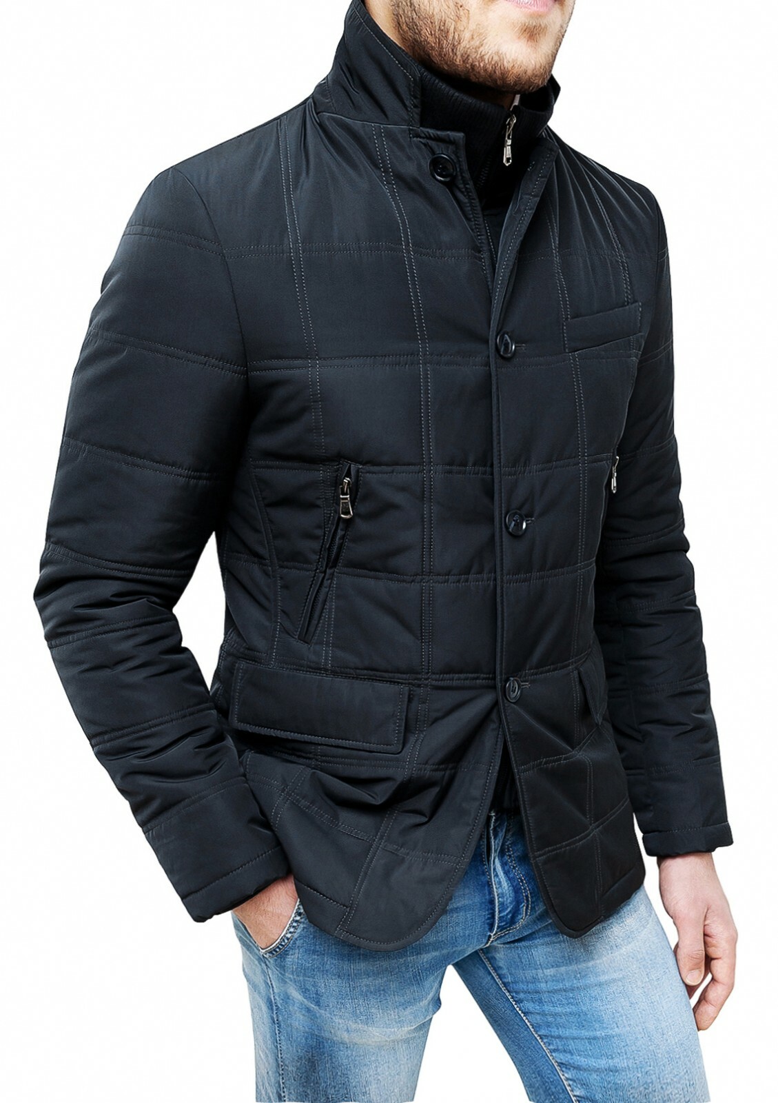 Giubbotto piumino uomo Sartoriale nero soprabito trench giacca invernale Giubbotto piumino uomo Sartoriale nero soprabito trench giacca invernale