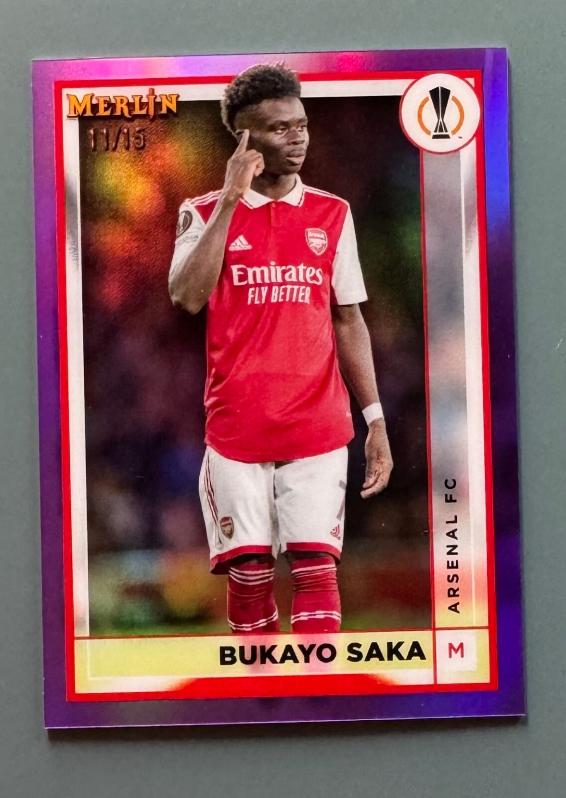2022-23 Topps Merlin UEFA Club Competitions - Purple Refractor #12 Bukayo Saka /15 for sale ...