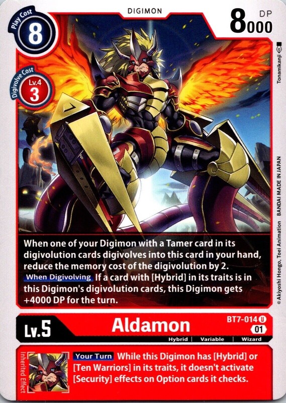 Aldamon BT7-014 Black Uncommon Hybrid (Lv5) Digimon CCG Card NM Pack ...