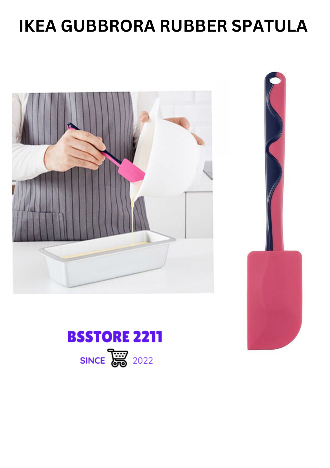 IKEA GUBBRORA Silicon Pink Rubber Spatula 25cm Pastry Brush Cooking Utensil eBay