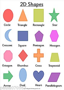 2D Shapes x 16 on A4 poster for nursery childminder school SEN~Shapes ...
