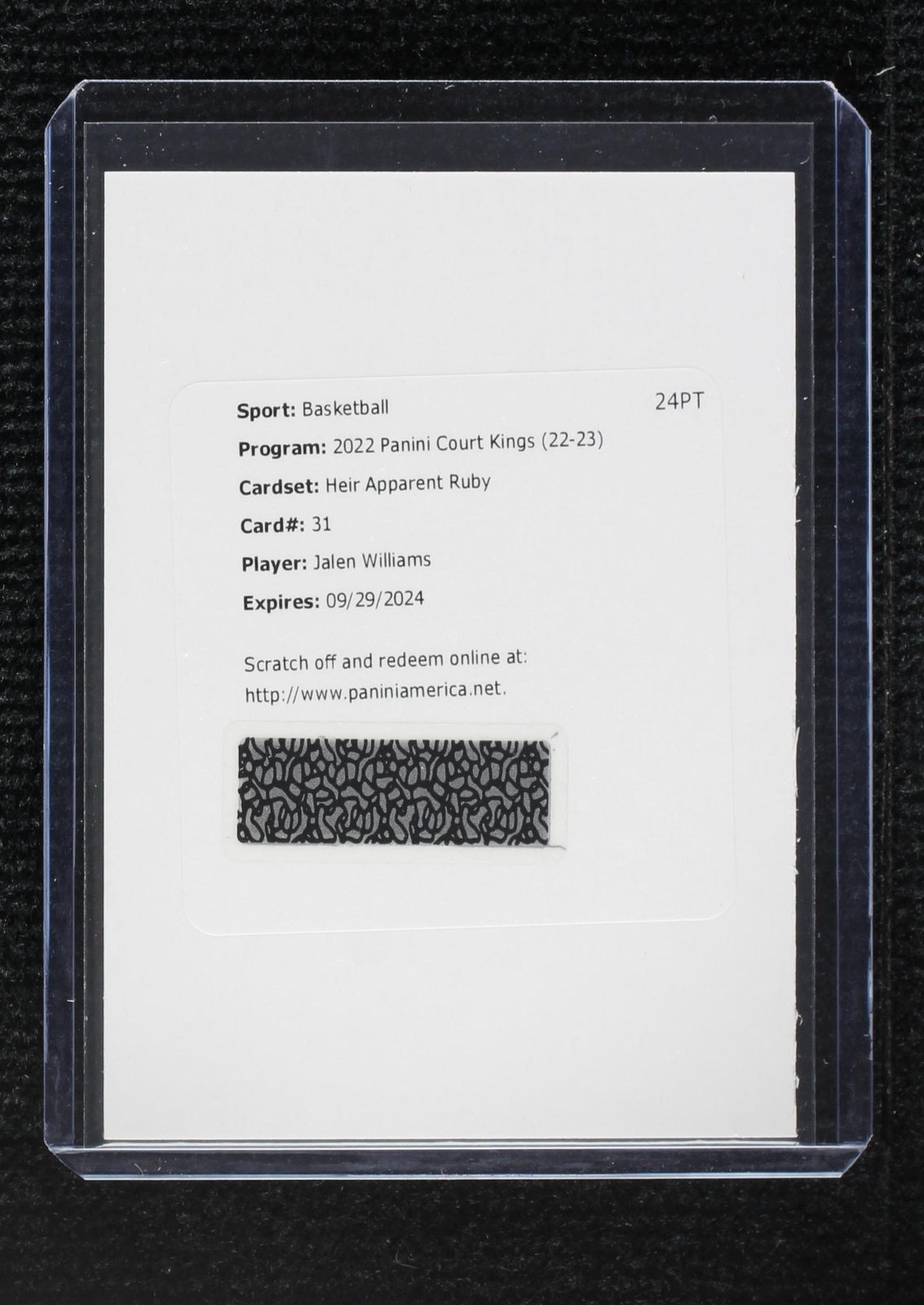 2022-23 Panini Court Kings - Heir Apparent Ruby #HA-JWT Jalen Williams /99 (AU, RC) for sale ...