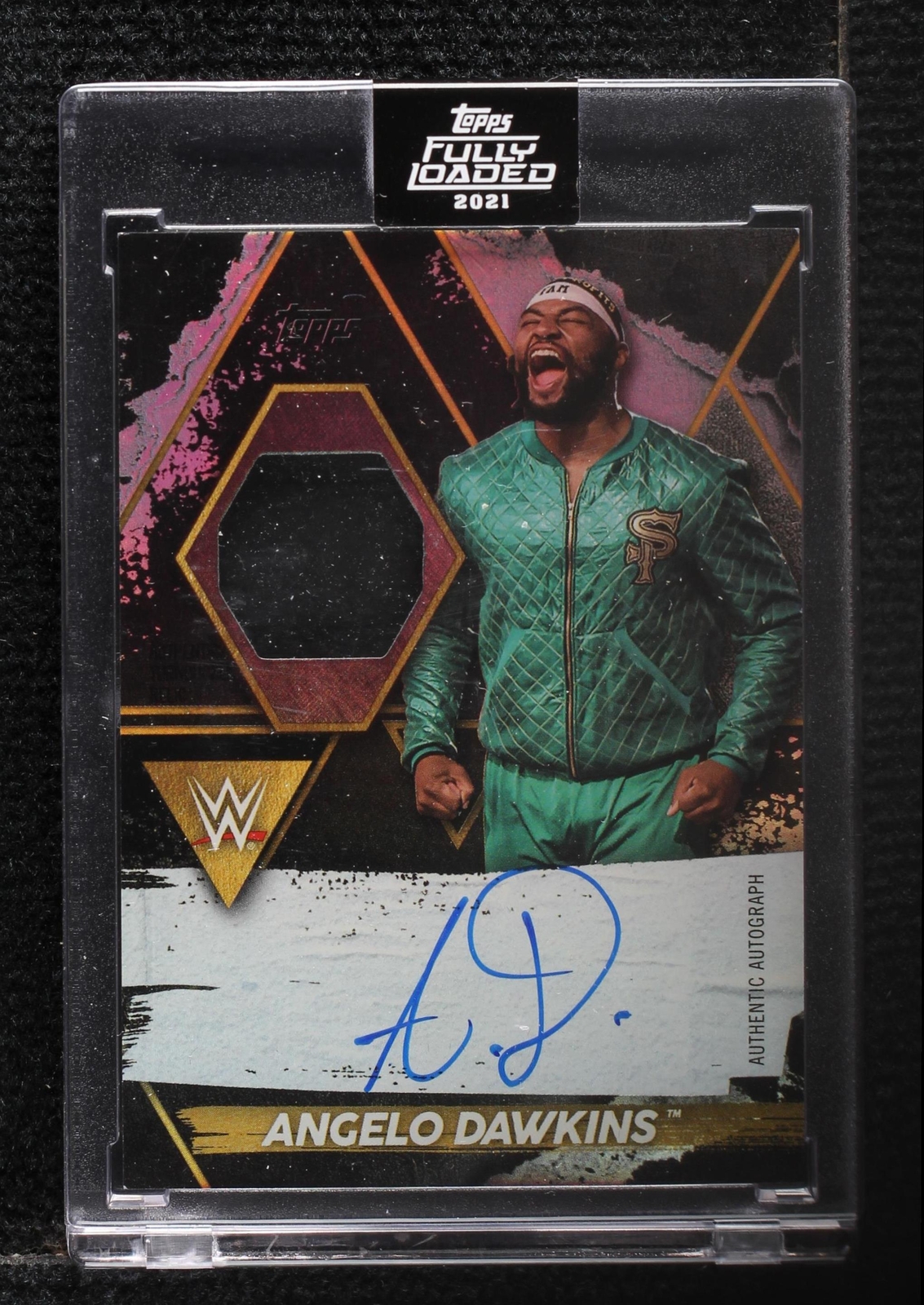 2021 Topps WWE Fully Loaded - Autographed Turnbuckle Relics Onyx #P-AD Angelo Dawkins /50 (AU ...