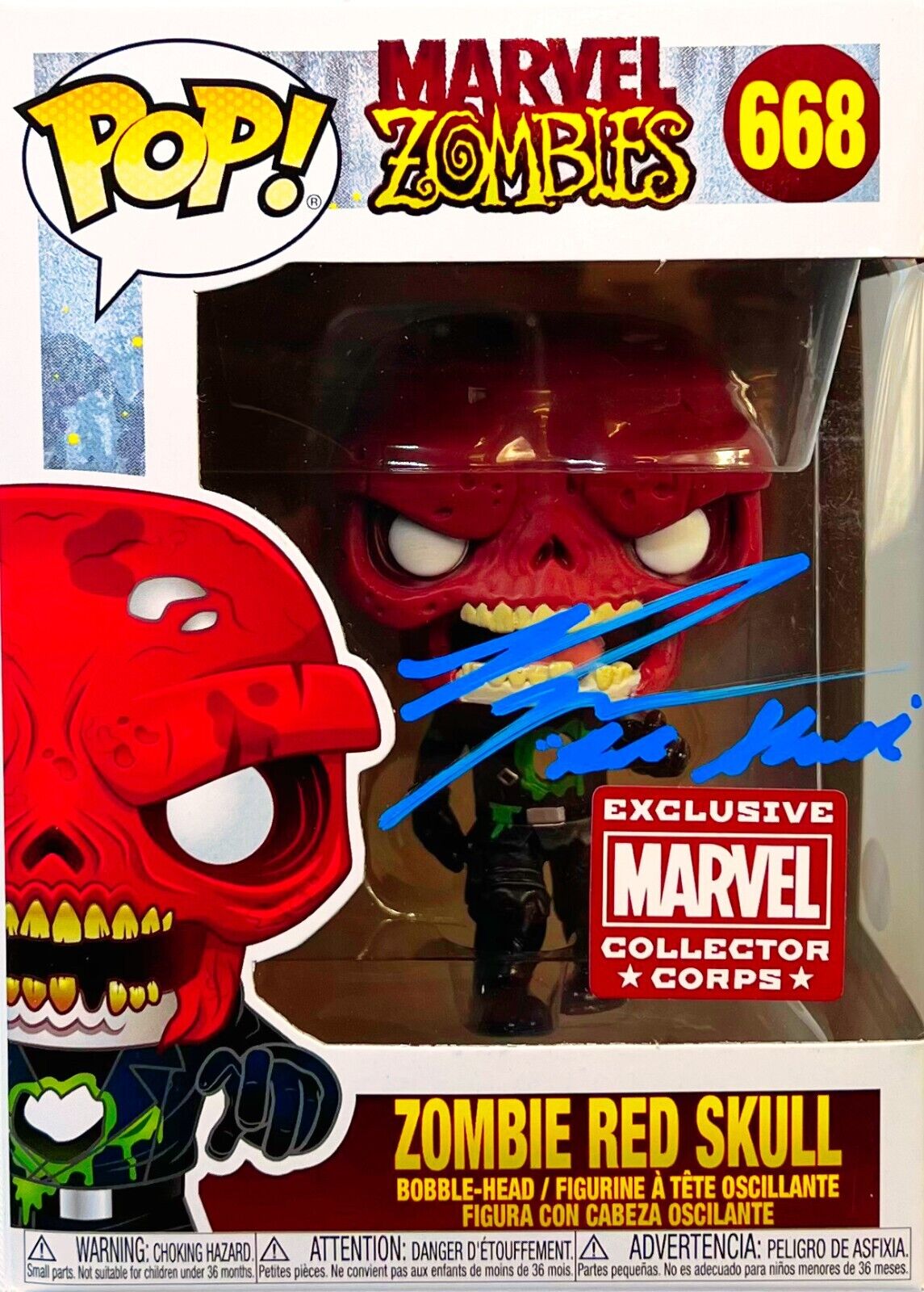 Ross Marquand signed inscribed Funko Pop Red Skull JSA Ross Marquand signed inscribed Funko Pop Red Skull JSA