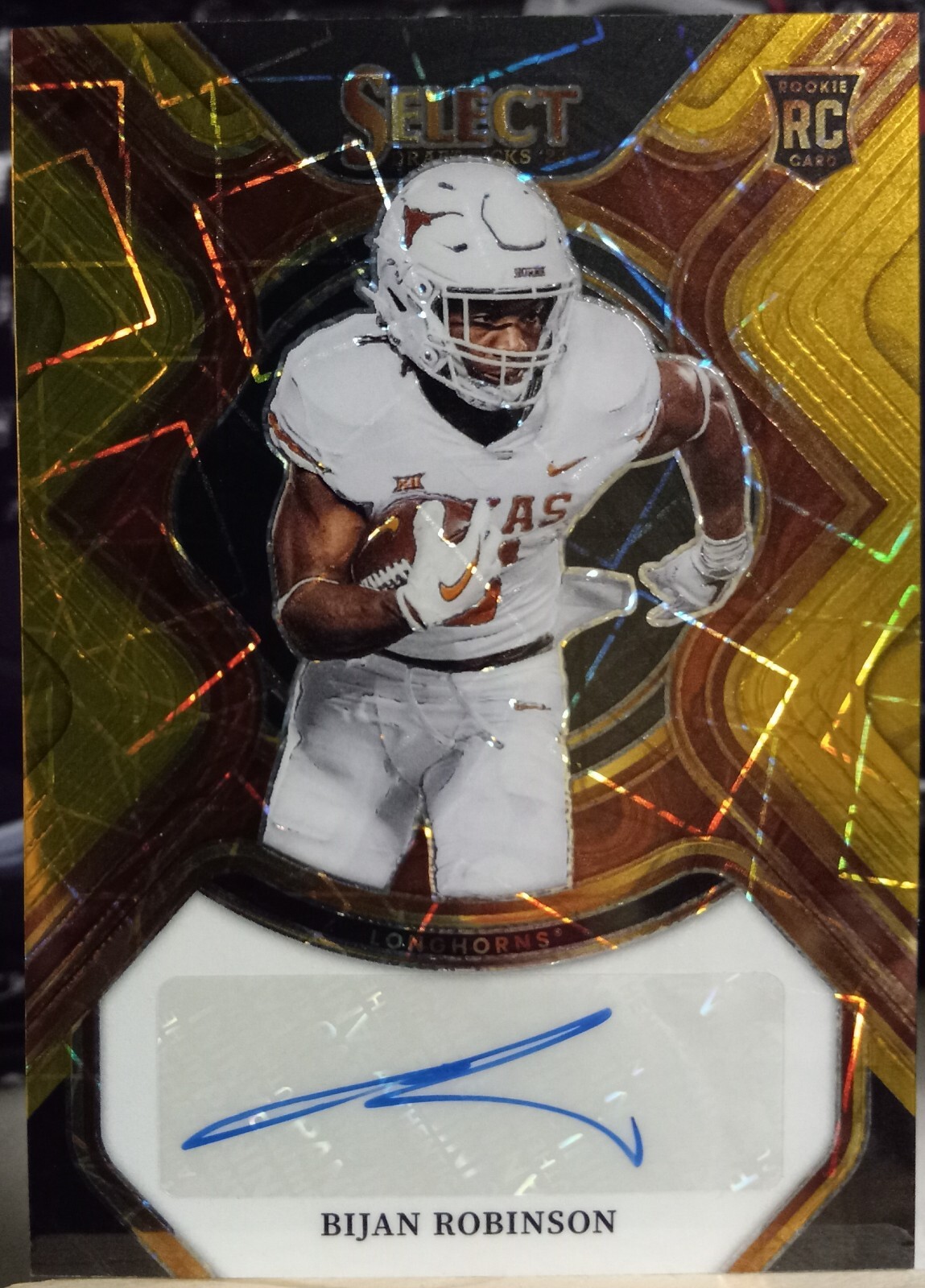 2023 Panini Select Draft Picks - Rookie Signatures Gold Lazer Prizm #RS-BRO Bijan Robinson /25 ...