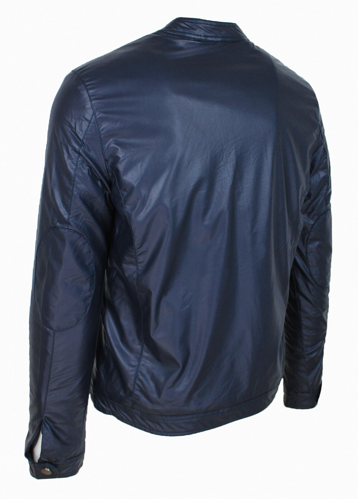 GIUBBOTTO GIACCA UOMO ECOPELLE BLU SCURO CASUAL GIUBBINO BOMBER MOTO GIUBBOTTO GIACCA UOMO ECOPELLE BLU SCURO CASUAL GIUBBINO BOMBER MOTO