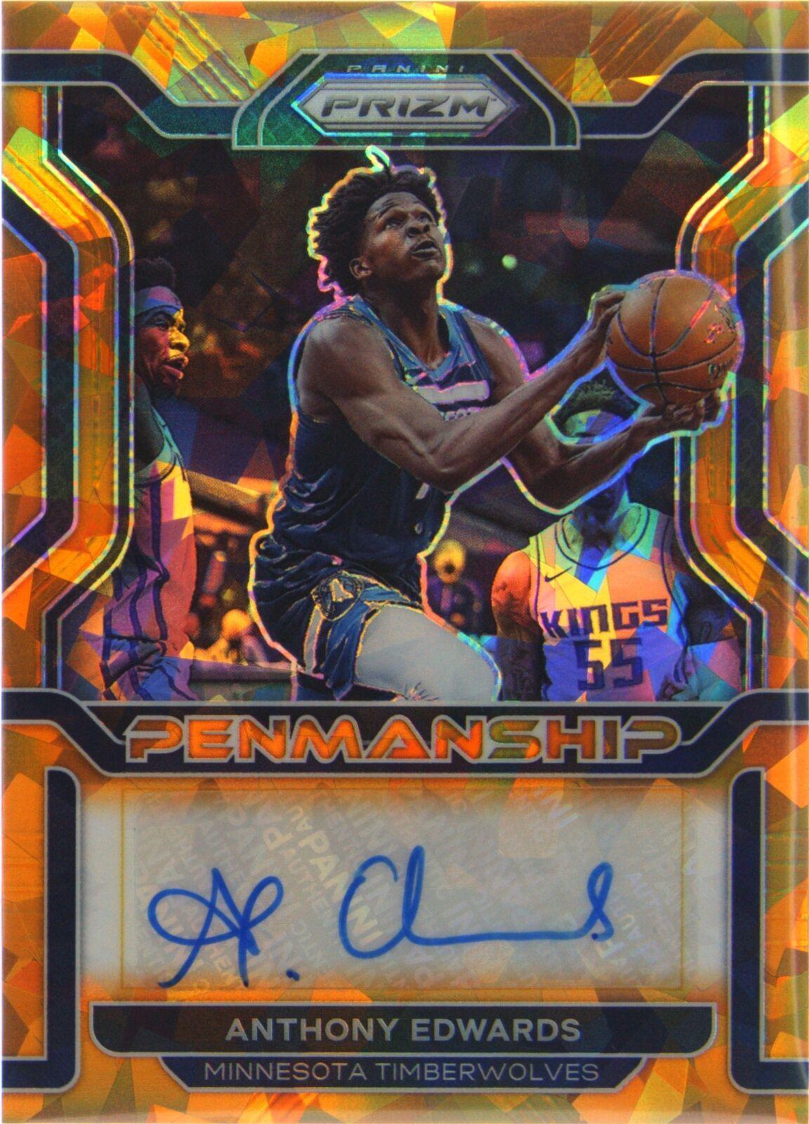 2021-22 Panini Prizm - Penmanship Anthony Edwards #PM-AEW Orange Ice ...