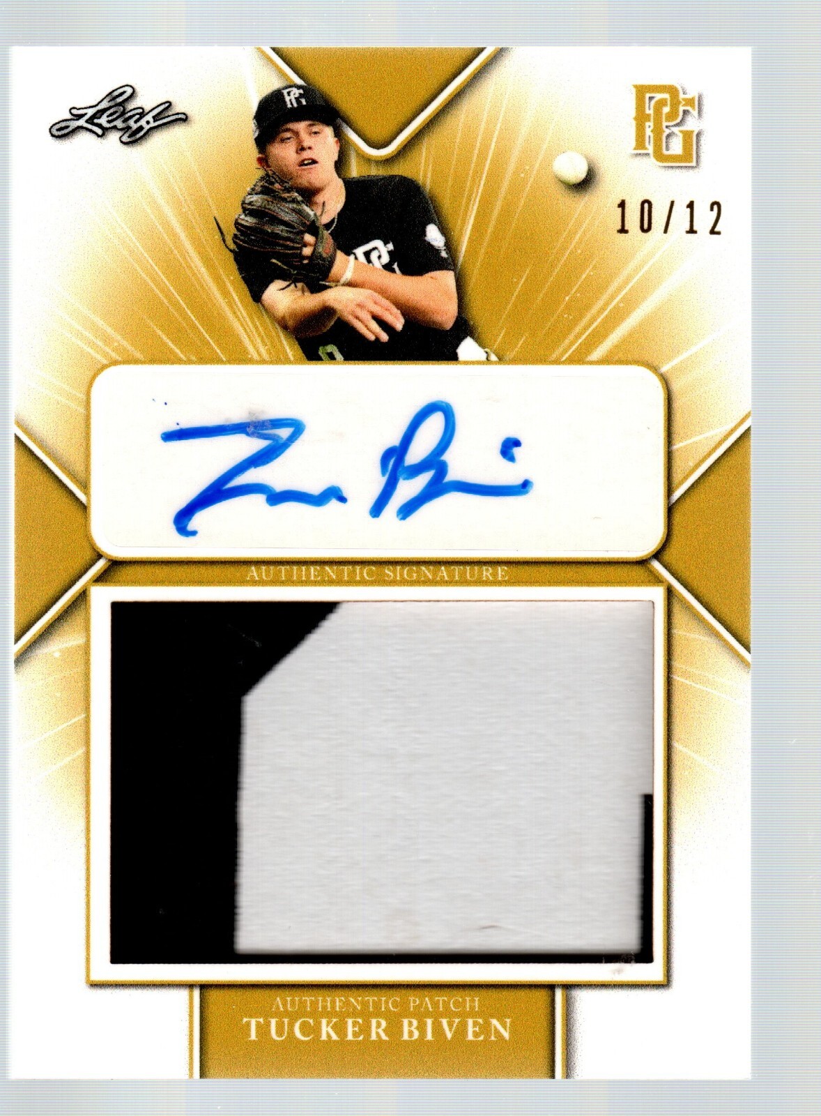 2021 Leaf Perfect Game National Showcase - Patch Autographs Gold #PA-TB1 Tucker Biven /12 (AU ...