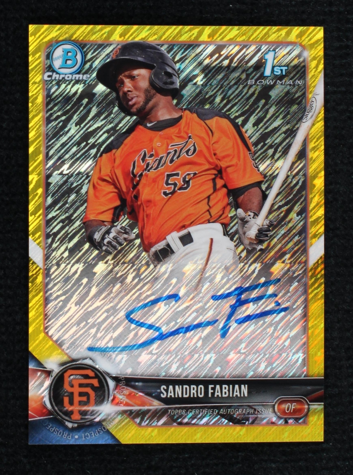2018 Bowman - Chrome Prospect Autographs Canary Yellow Shimmer ...