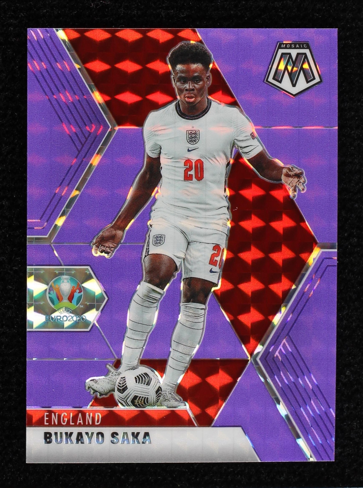 2021 Panini Mosaic UEFA Euro 2020 - Purple Fluorescent Mosaic Prizm #106 Bukayo Saka /70 for ...