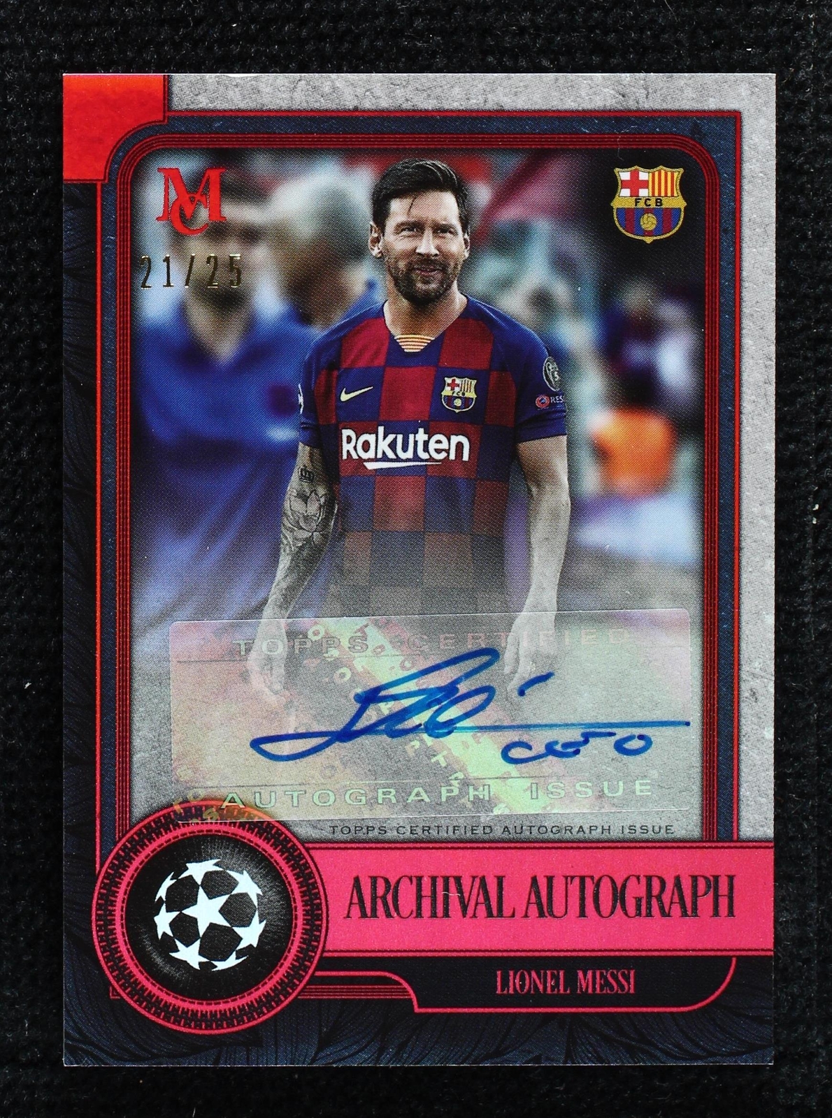 2019-20 Topps Museum Collection UCL - Archival Autographs Ruby #AA-LM Lionel Messi /25 (AU) for ...