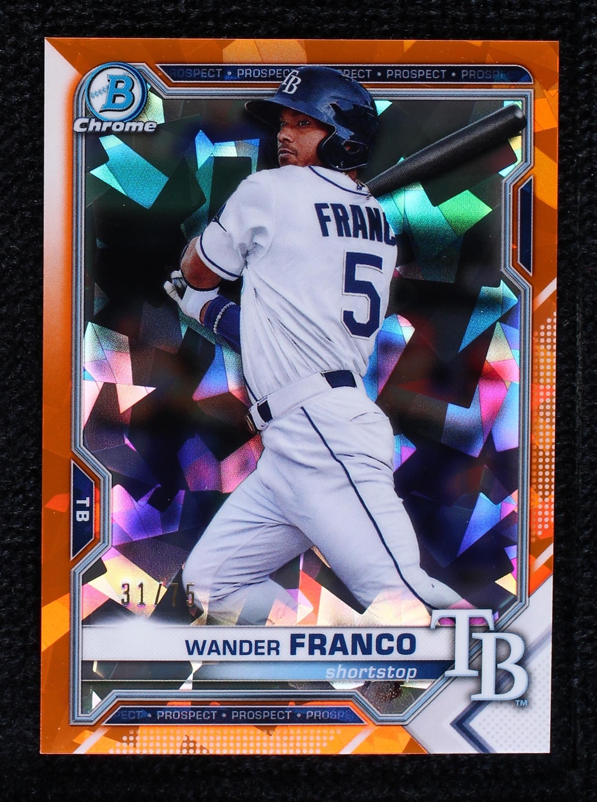 2021 Bowman Sapphire Edition - Chrome Prospects Orange Refractor #BCP-57 Wander Franco /75 (RC ...