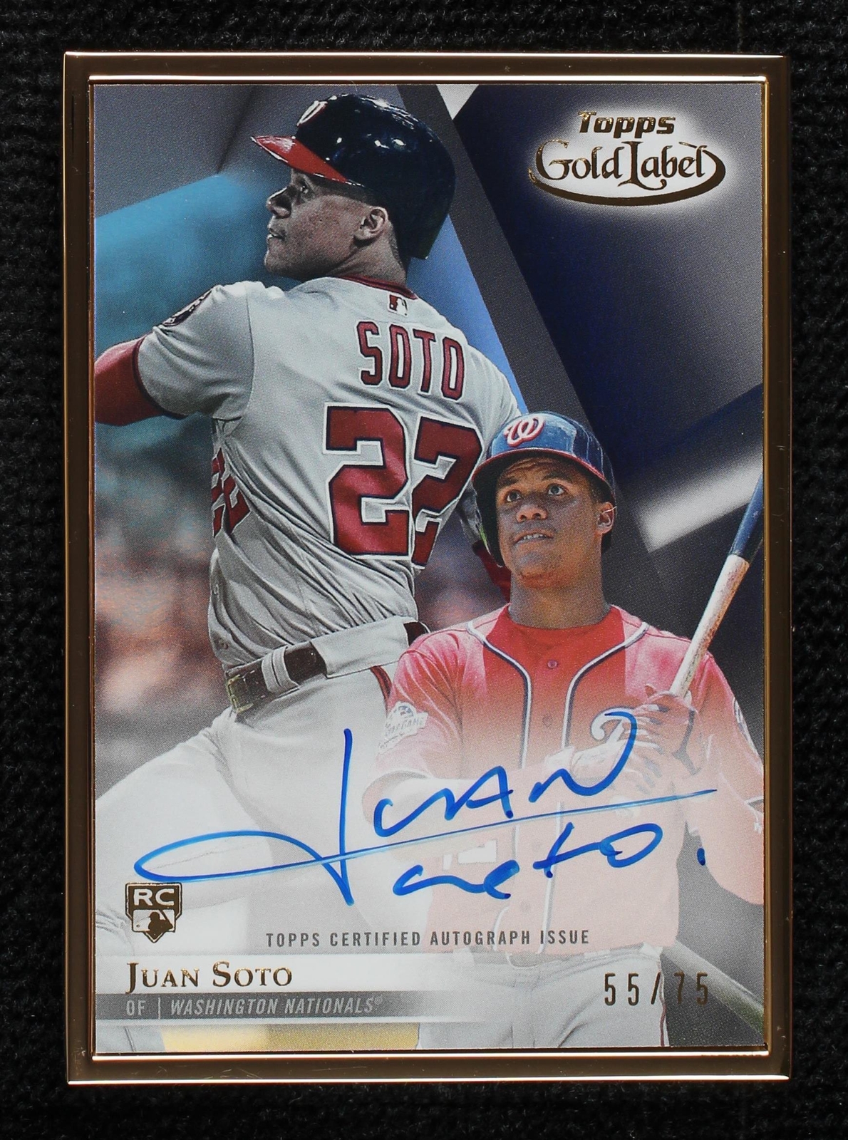 2018 Topps Gold Label - Gold Framed Autographs Black #FA-JSO Juan Soto ...
