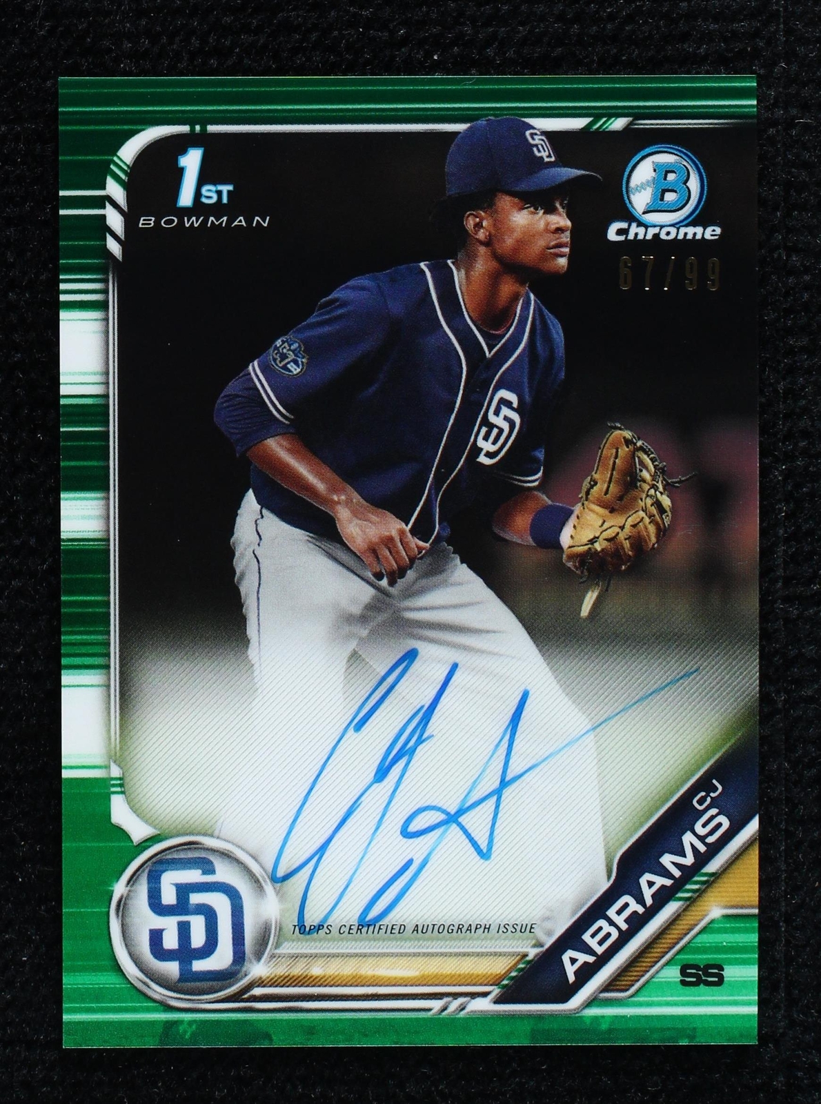 2019 Bowman Draft - Chrome Draft Pick Autographs Green Refractor #CDA-CA C.J. Abrams /99 (AU, RC ...