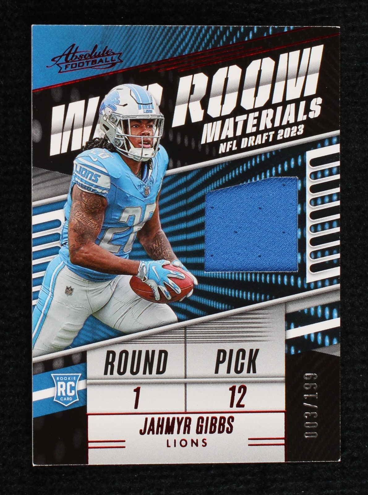 2023 Panini Absolute - War Room Materials #WR-JG Jahmyr Gibbs /199 (MEM ...