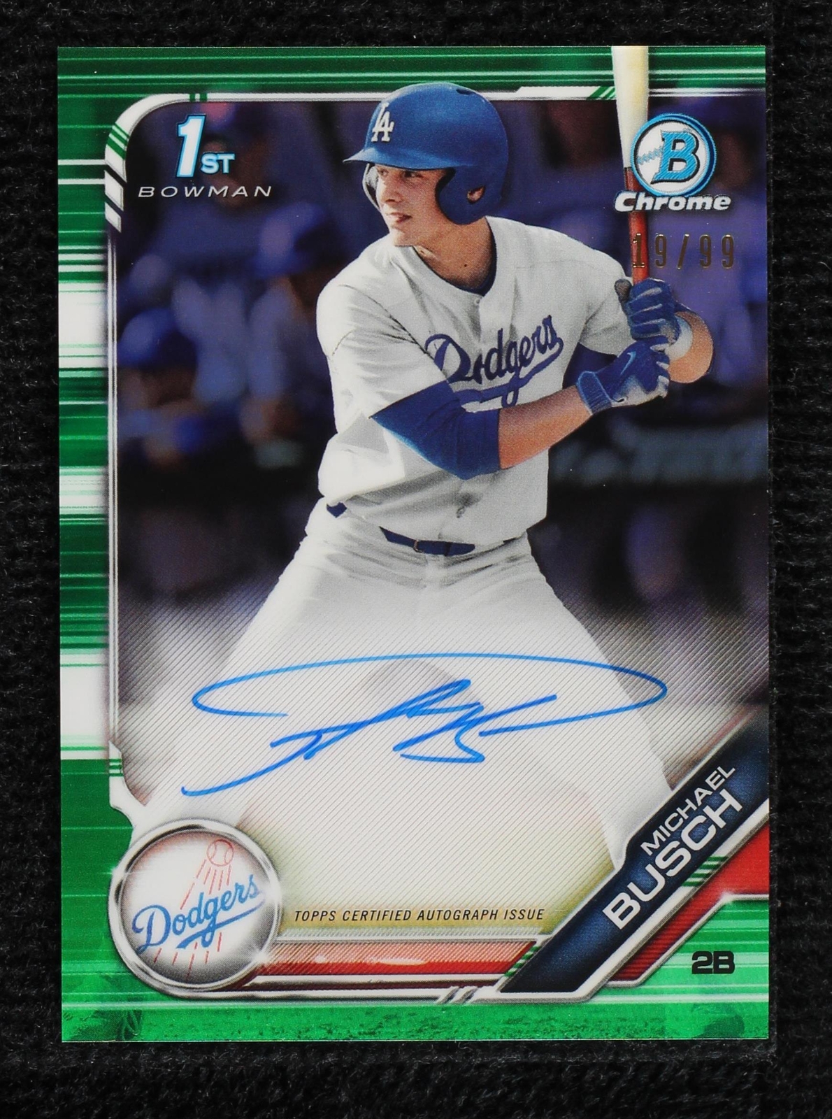 2019 Bowman Draft - Chrome Draft Pick Autographs Green Refractor #CDA-MB Michael Busch /99 (AU ...