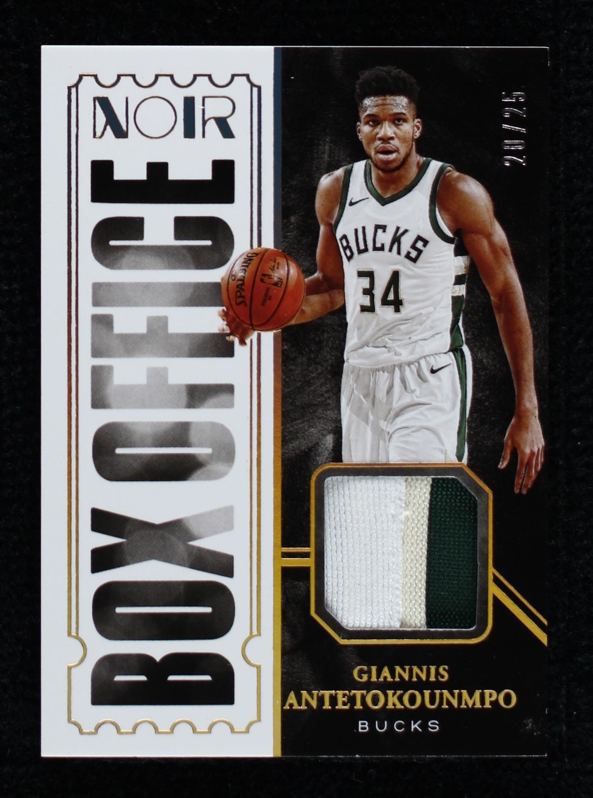 2020-21 Panini Noir - Box Office Memorabilia Prime #BOM-GAN Giannis ...