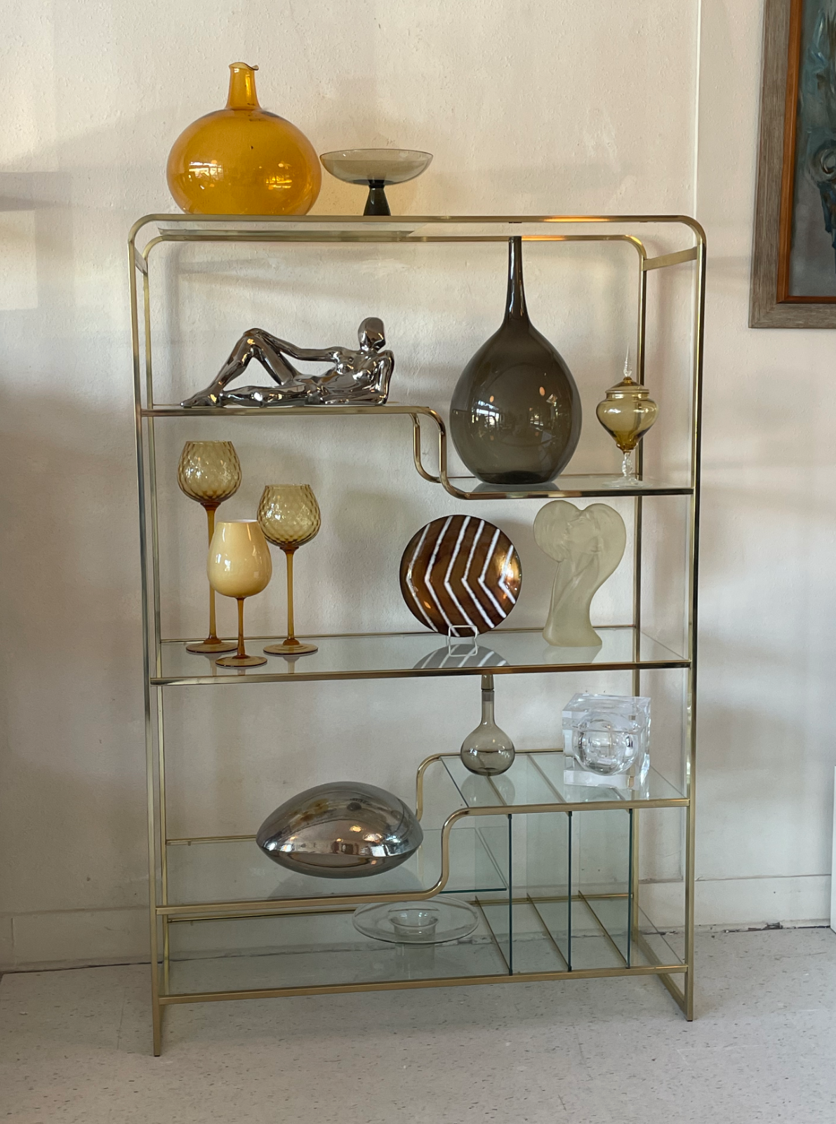 Milo baughman brass etagere store