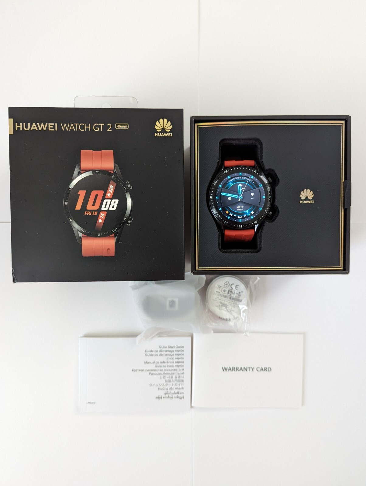 Huawei Watch GT 2 LTN-B19 Smartwatch 46mm in Black with Sunset Orange ...
