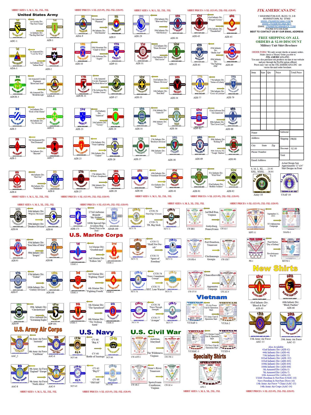 88TH INFANTRY DIVISION " CLOVER LEAF * BLUE DEVILS" WHITE SHIRT(DESIGN ...