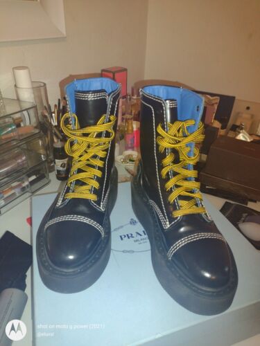 Diesel D Cage Black Patent Leather Boots Yellow shoestrings Diesel D Cage Black Patent Leather Boots Yellow shoestrings