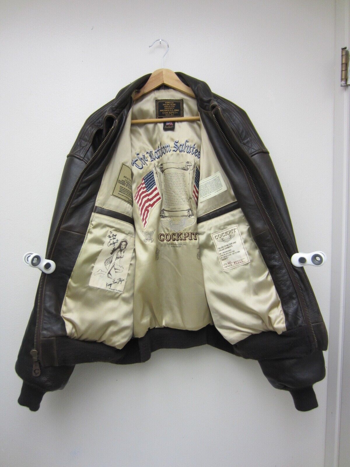 COCKPIT TYPE A-2 AIRFORCE US ARMY DWG NO. 30-1415 LEATHER COCKPIT TYPE A-2 AIRFORCE US ARMY DWG NO. 30-1415 LEATHER