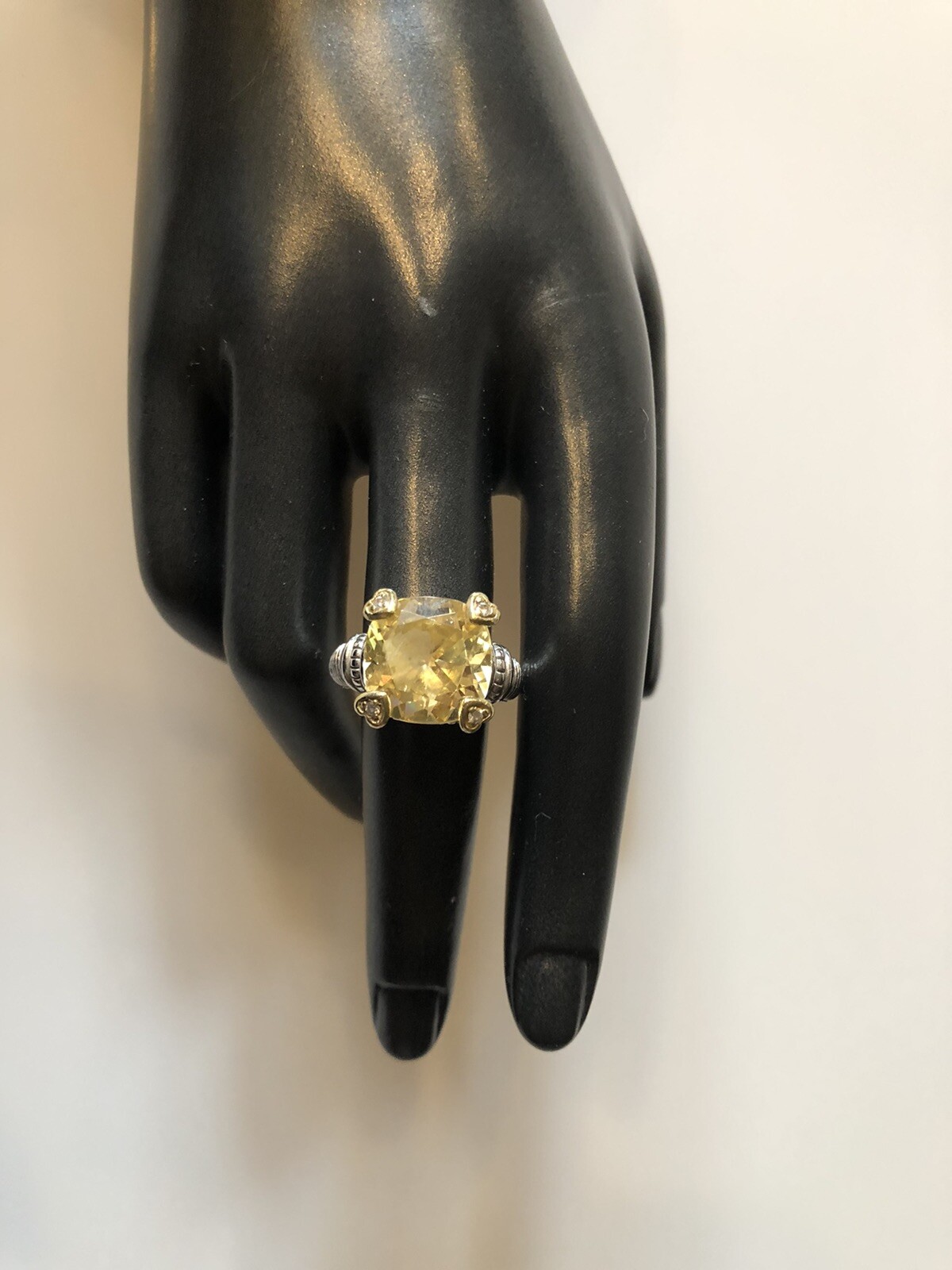 Judith Ripka Two FONTAINE 18K & SS 925 Canary Cushion Cut Judith Ripka Two FONTAINE 18K & SS 925 Canary Cushion Cut