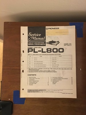 Pioneer PL-L800 Turntable Service Manual *Original*のeBay公認海外通販｜セカイモン