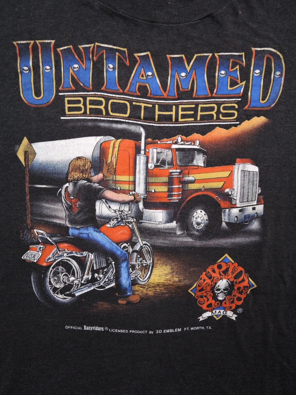 VINTAGE Easyriders 3D Emblem Shirt Mens Medium Black 1980 VINTAGE Easyriders 3D Emblem Shirt Mens Medium Black 1980