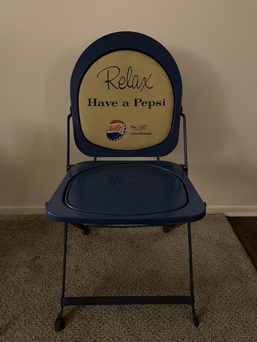 Relax 1960's Btc | Vintage Pepsi Cola Metal Advertising Folding Chair