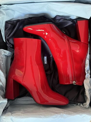 Prada Red Patent Leather Block Heel Ankle Women Boots 37 | eBay Prada Red Patent Leather Block Heel Ankle Women Boots 37 | eBay