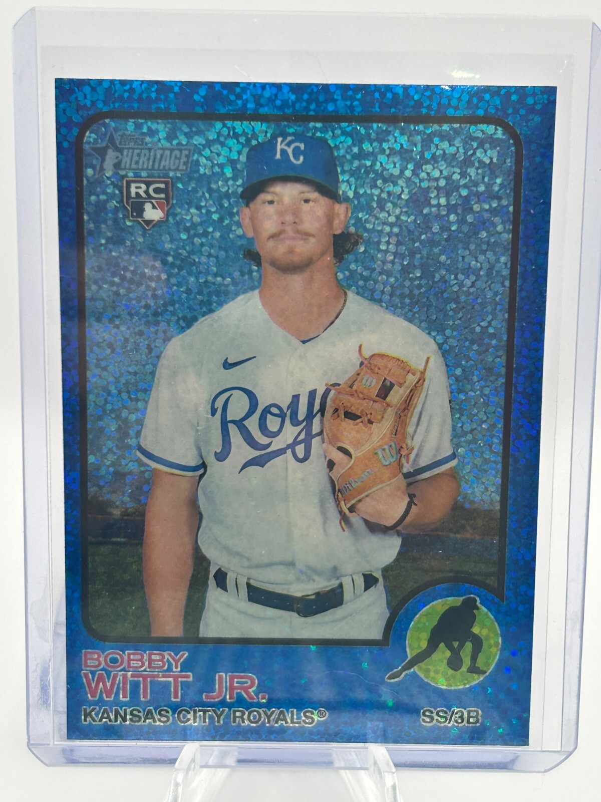 BOBBY WITT JR 2022 TOPPS HERITAGE CHROME BLUE SPARKLE ROOKIE BOBBY WITT JR 2022 TOPPS HERITAGE CHROME BLUE SPARKLE ROOKIE