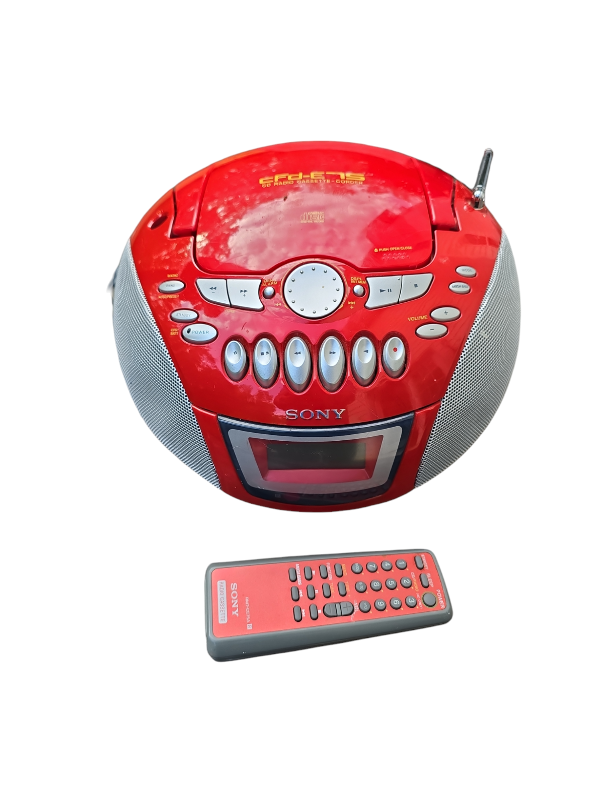 Sony CFD-E75 AM/FM Radio Cassette CD Player Red