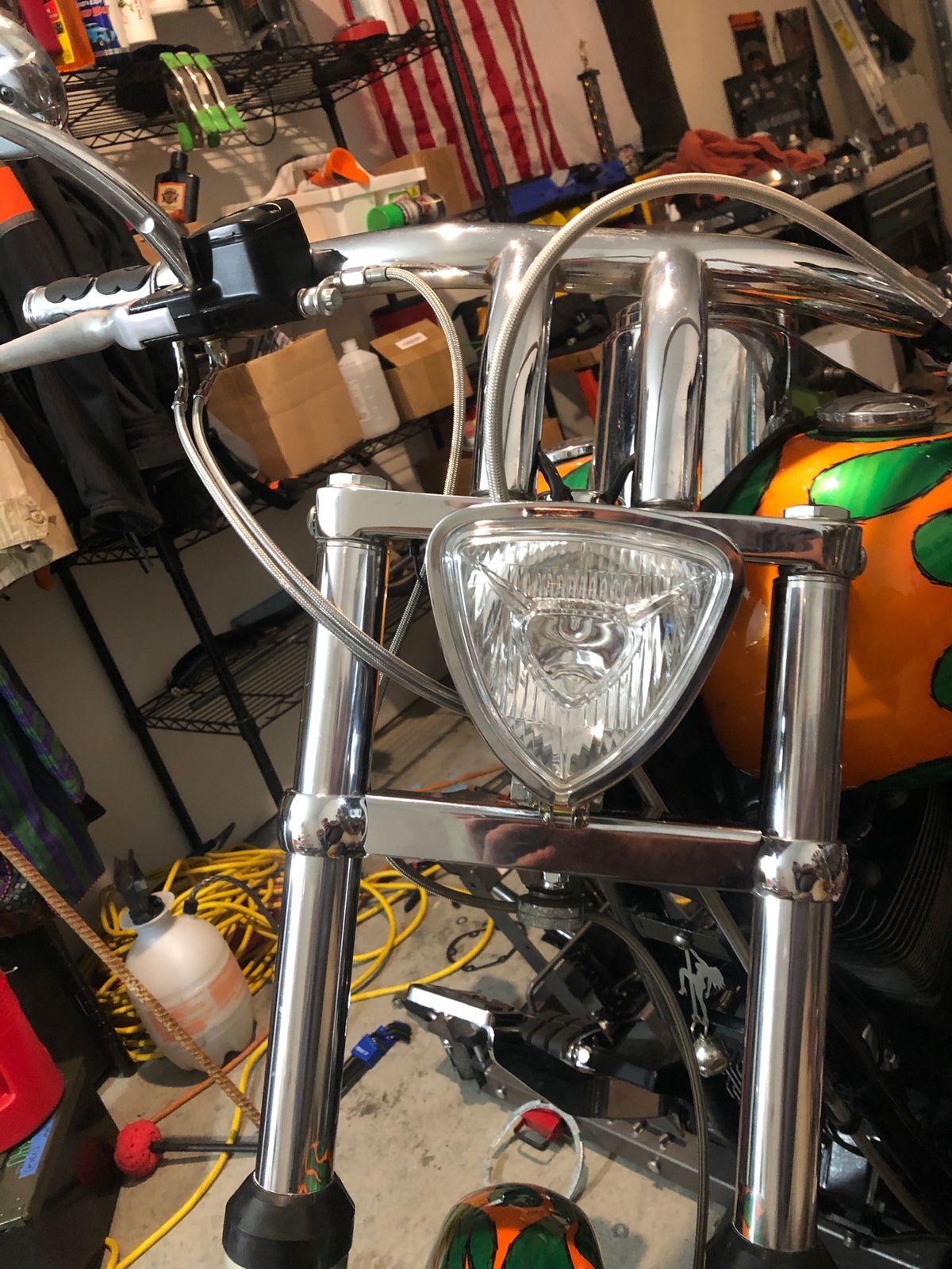 Triangle Aris Style Headlight Chrome Bottom Mount Chopper Triangular | eBay