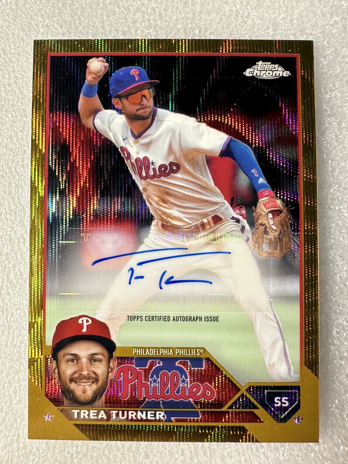 2023 Topps Chrome Update Series - Autographs Gold Wave Refractor #AC-TT Trea Turner /50 (AU) for ...