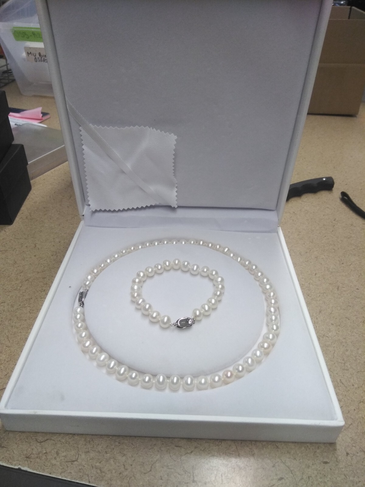 VIKI LYNN Cultured Pearl Necklace and Bracelet Set Original Box .925 eBay