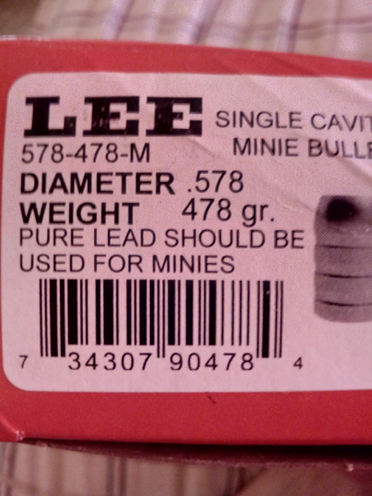 Lee 90478 1 Cav Improved Minie Ball Mold 578 Diameter, 478 Grain, 578 ...