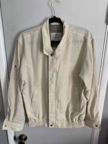 TROY BROS jacket Zip Ivory Off White Yellow Large Sleeve TROY BROS jacket Zip Ivory Off White Yellow Large Sleeve